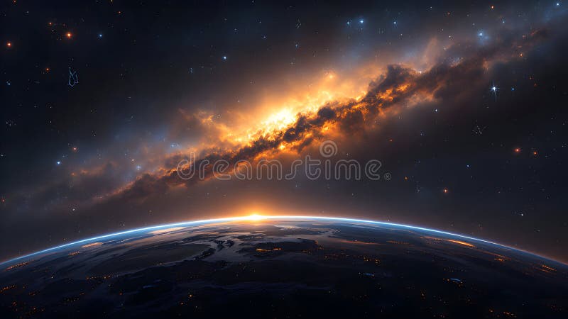 Stunning View of Space with Earth, Milky Way Galaxy, and Countless ...