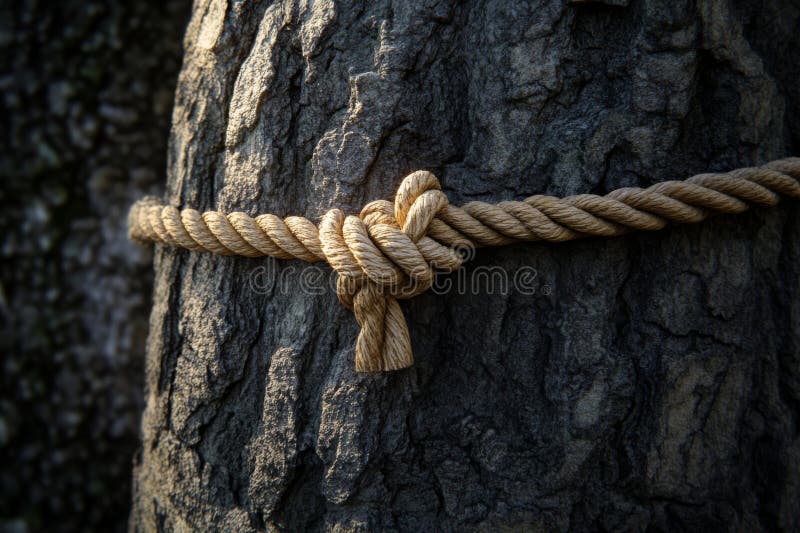 Rope Bound to Tree Trunk stock illustration. Illustration of scenery ...