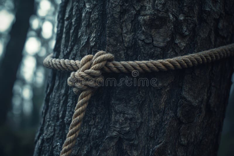 Rope Bound to Tree Trunk stock illustration. Illustration of camping ...