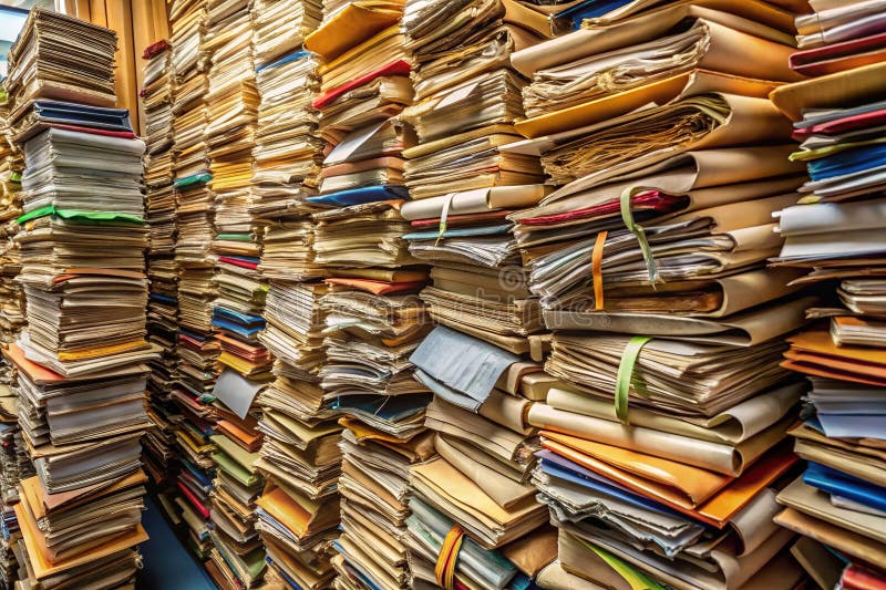 A Towering Pile of Papers Overwhelmed by Clutter and Disorganization ...