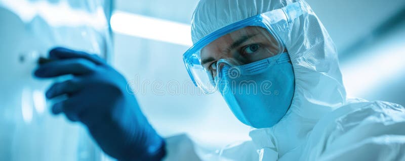 Close-up of a Technician in Protective Gear Working in a Laboratory ...
