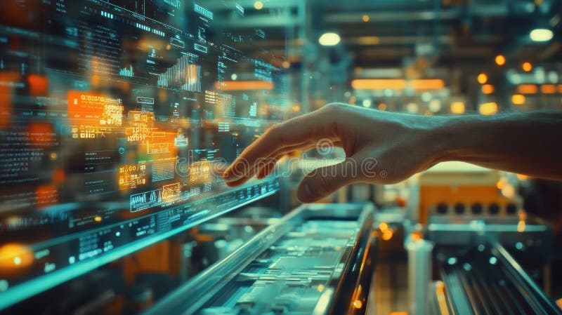 The Image Captures a Technicians Hand Navigating a Tablets Touchscreen ...