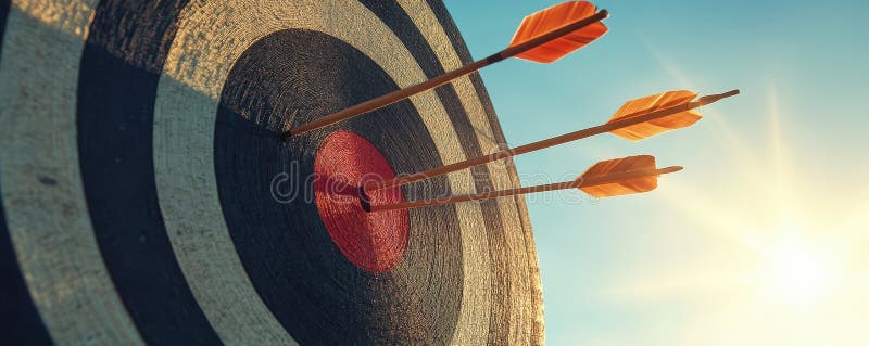 Precision Accuracy Arrows Hitting Bullseye Target Strategic Focus Stock ...