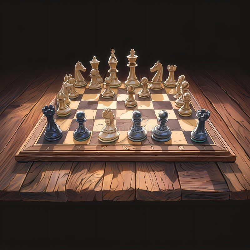 Timeless Chess Strategy in a Vintage Setting Stock Illustration ...