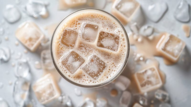 Top-down View of a Refreshing Iced Coffee with Ice Cubes Stock Image ...