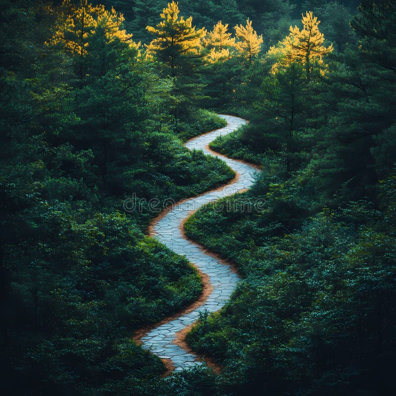 Winding Forest Path stock illustration. Illustration of beautiful ...