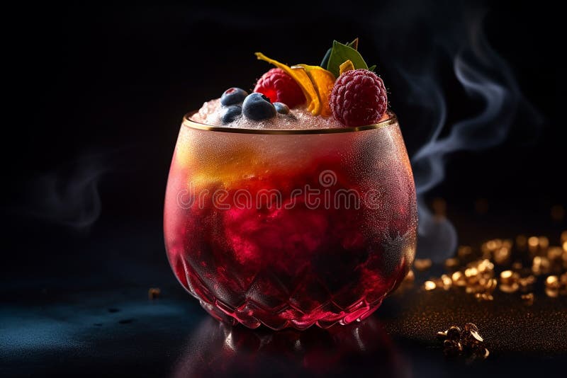 Iconic Drink Photo Shot Symphony of Red Fruits with a Gin Base Stock ...