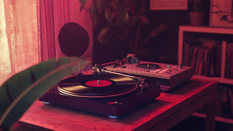 A Cozy Atmosphere with a Classic Turntable on a Wooden Table. a Perfect ...