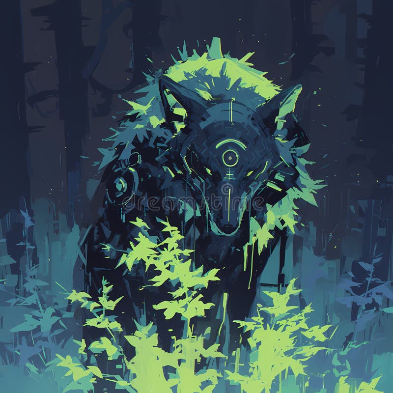 Techno Beast: the Cybernetic Wolf Stock Illustration - Illustration of ...