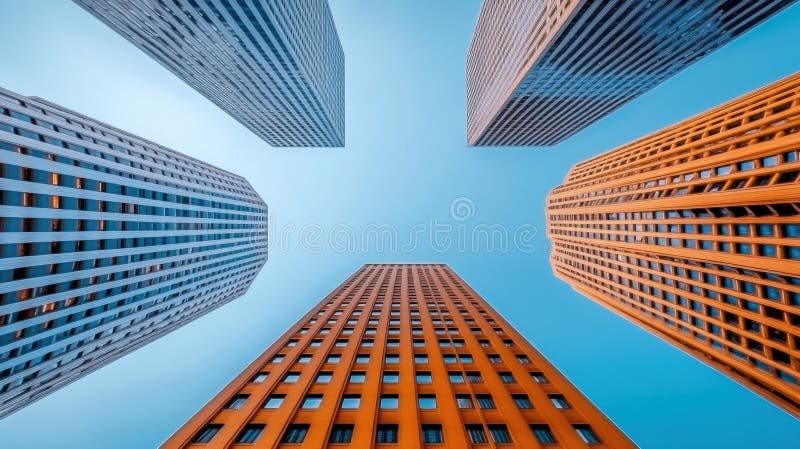 Skyscrapers Reaching Towards a Clear Blue Sky Create a Stunning Urban ...