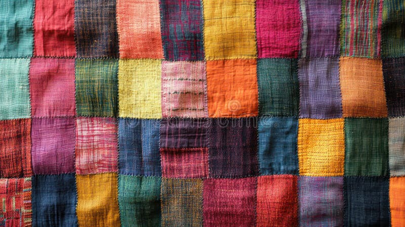 Vibrant Colorful Patchwork Cloth with Vertical Stripes and Abstract ...