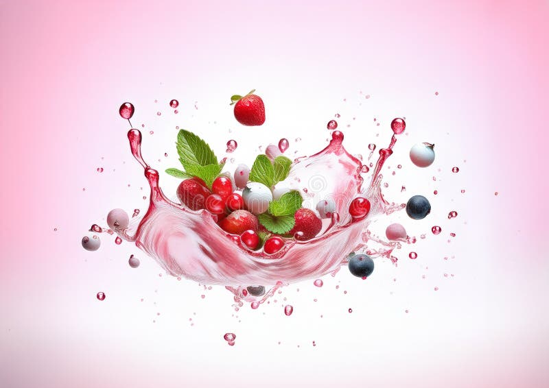 Dynamic Scene of Mixed Berries and Mint Splashing. AI Content ...