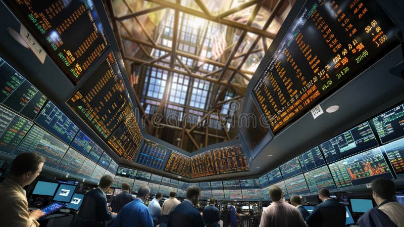 Dynamic Stock Market Trading Floor Visualization Stock Illustration ...