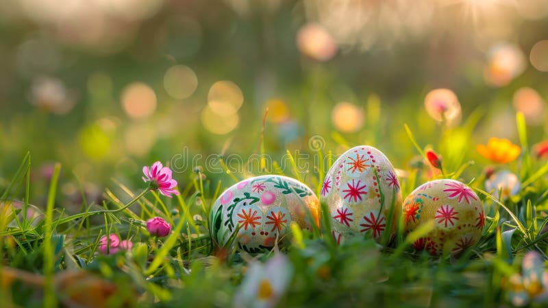Colorful Easter Eggs in a Spring Meadow, Generative AI Stock Photo ...