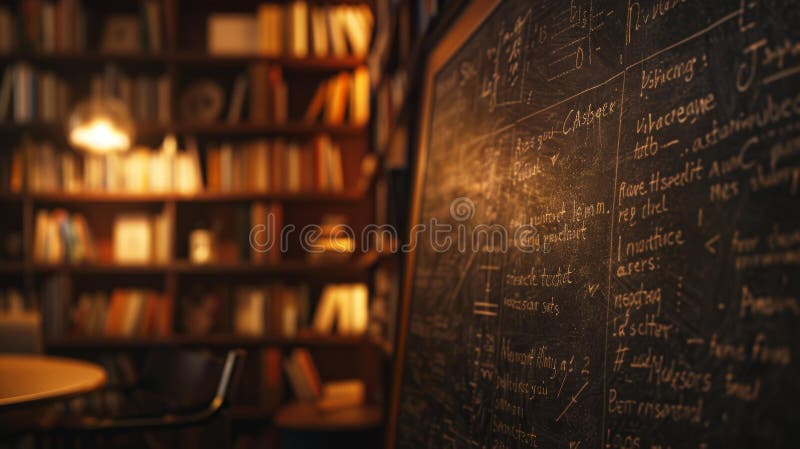 Cozy Library Corner with Chalkboard, Generative AI Stock Photo - Image ...