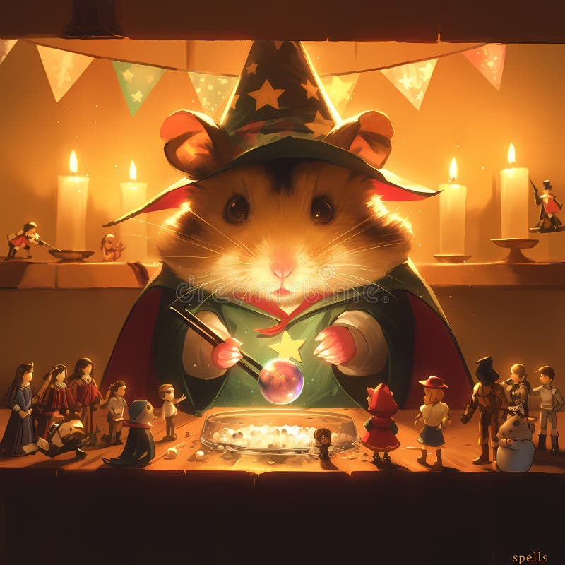 Wizard Hamster in an Enchanted Kitchen Stock Illustration ...