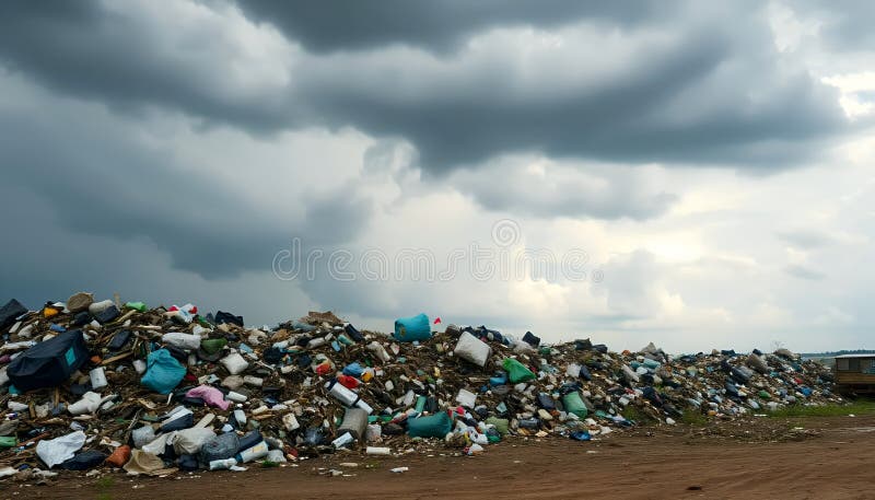 Garbage Piles Rural Landfill Under Cloudy Sky Showing Environmental ...