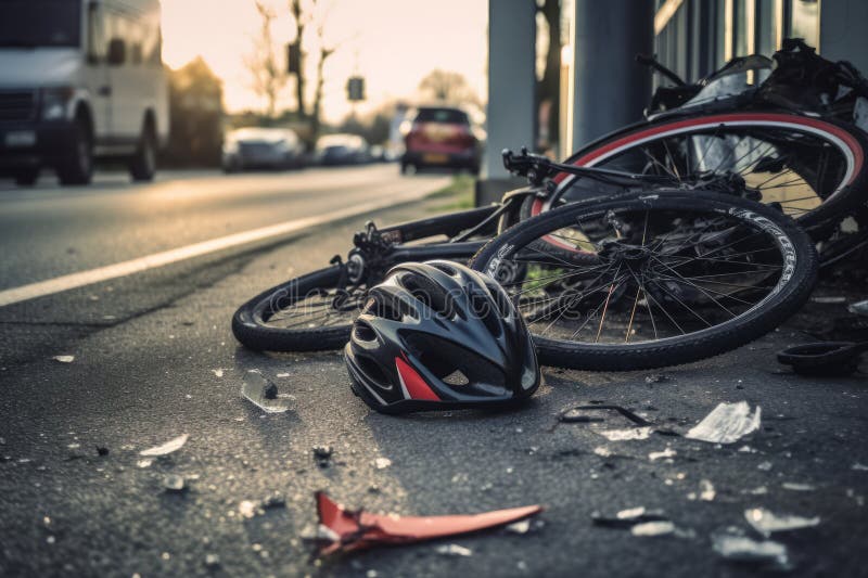 A Image by Capturing the Aftermath of a Bicycle Crash on a City Road ...