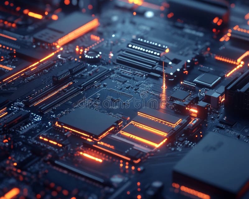 Image Capturing the Colorful Details of a Computer Motherboard S ...