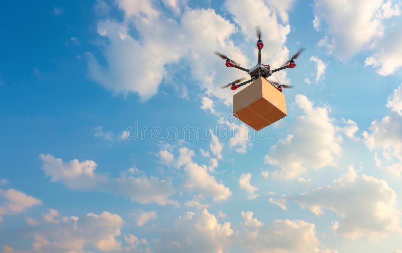 An Image Capturing the Concept of Drone Package Delivery with a Clear ...