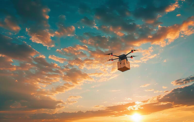 An Image Capturing the Concept of Drone Package Delivery with a Clear ...