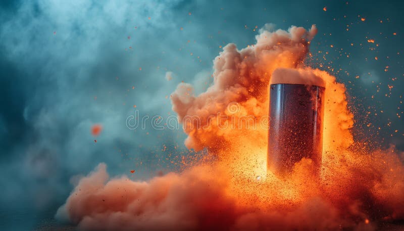 Battery in Midst of Smoke and Explosion Stock Photo - Image of safety ...