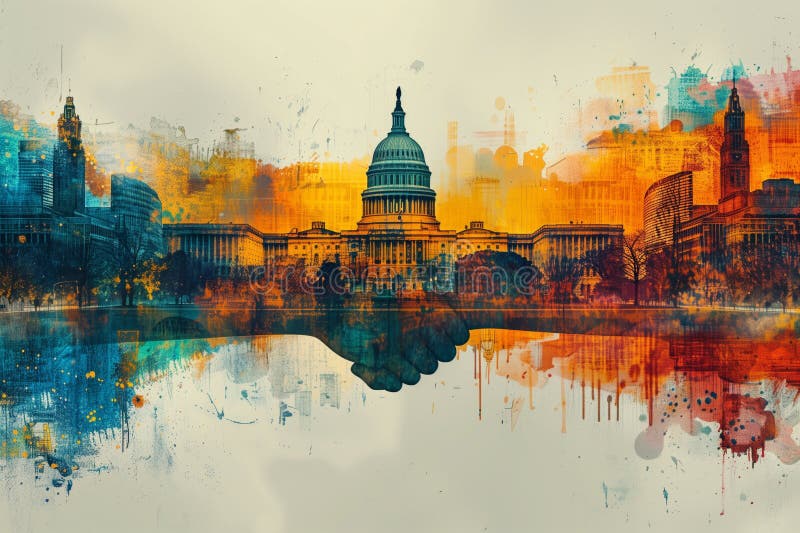 Political Unity Represented by a Handshake in an Abstract Art Stock ...