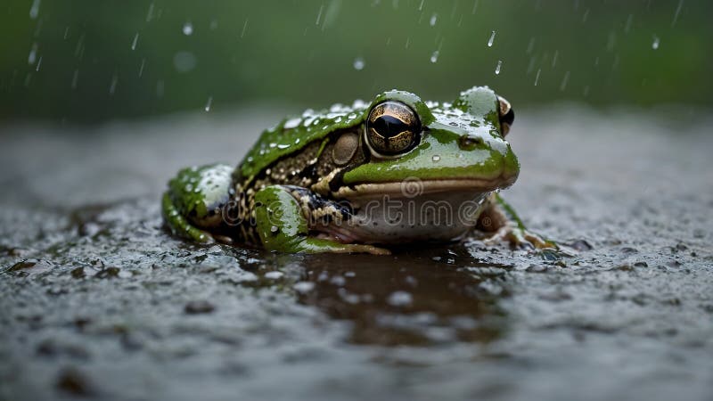 Frog Splashing Water Dynamic Droplets Nature Background Stock Photos ...