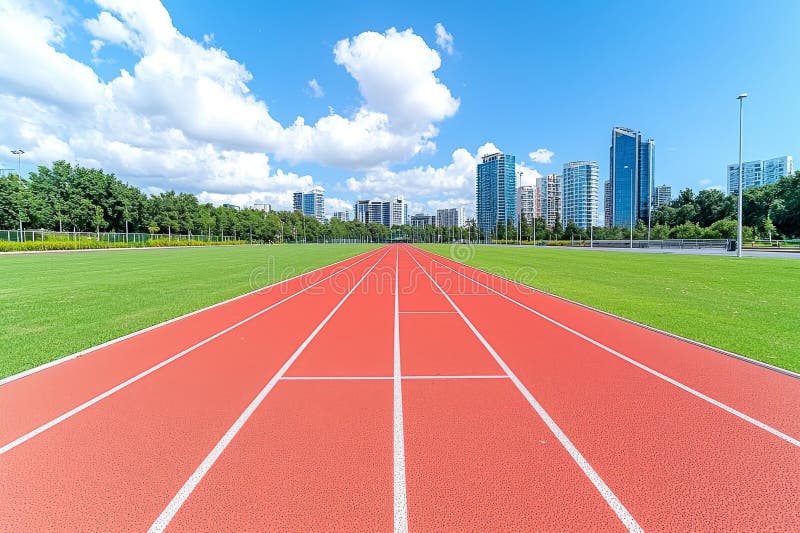 An Image Capturing a Track and Field Scene with a Red Track and Finish ...