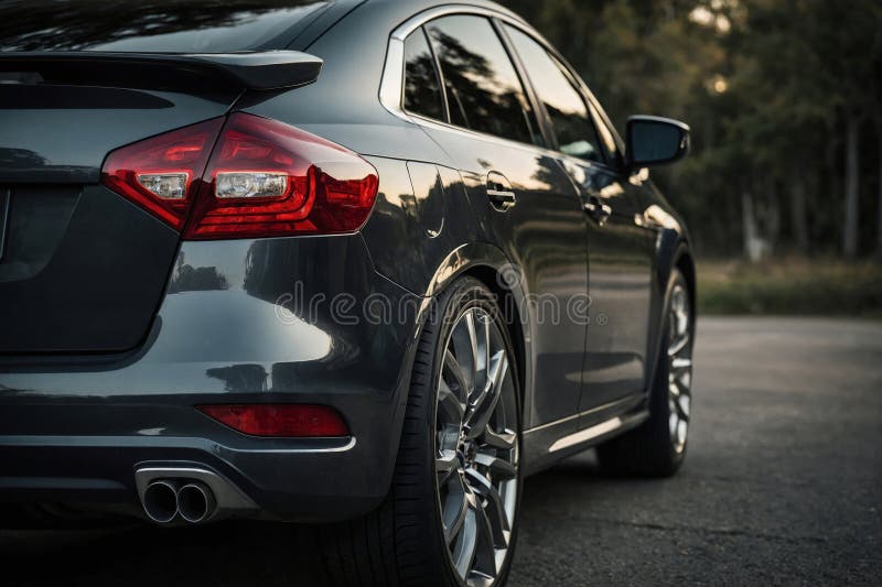 An Image of a Car from Back View, Emphasizing Tail Light Stock ...