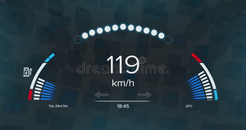 Image of Car Dashboard Interface Over Abstract 3d Shapes in Seamless Pattern on Grey Background ...