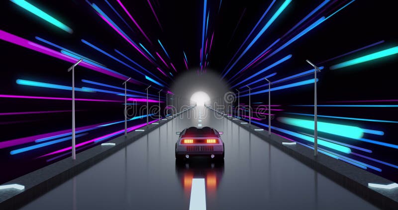 Image of Car Image Game Over Pink and Blue Neon Light Trails Stock ...
