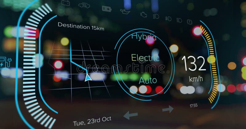 Image of Car Panel Over Cityscape at Night Stock Photo - Image of ...