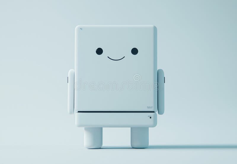 An Image of a Cardboard Box Robot with a Smile Appears on a White ...