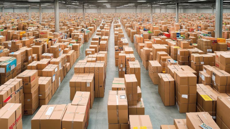 Image of Cardboard Boxes Arranged in the Warehouse of a Distribution ...