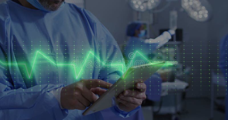 Image of Cardiograph Over Diverse Surgeons during Surgery Stock Photo ...