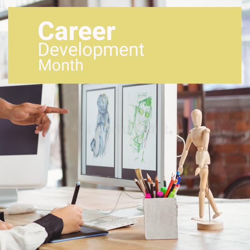 Image of Career Development Month Over Back View of Diverse ...