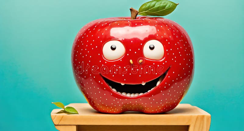 A Red Apple with a Smiling Face on it. Stock Illustration ...