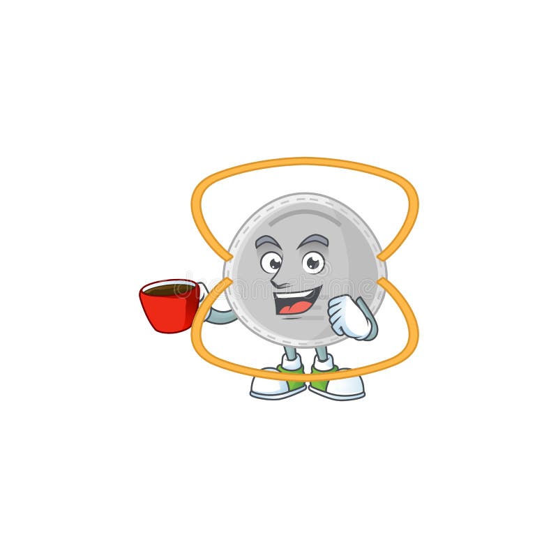 An Image Cartoon Character of N95 Mask with a Cup of Coffee Stock ...