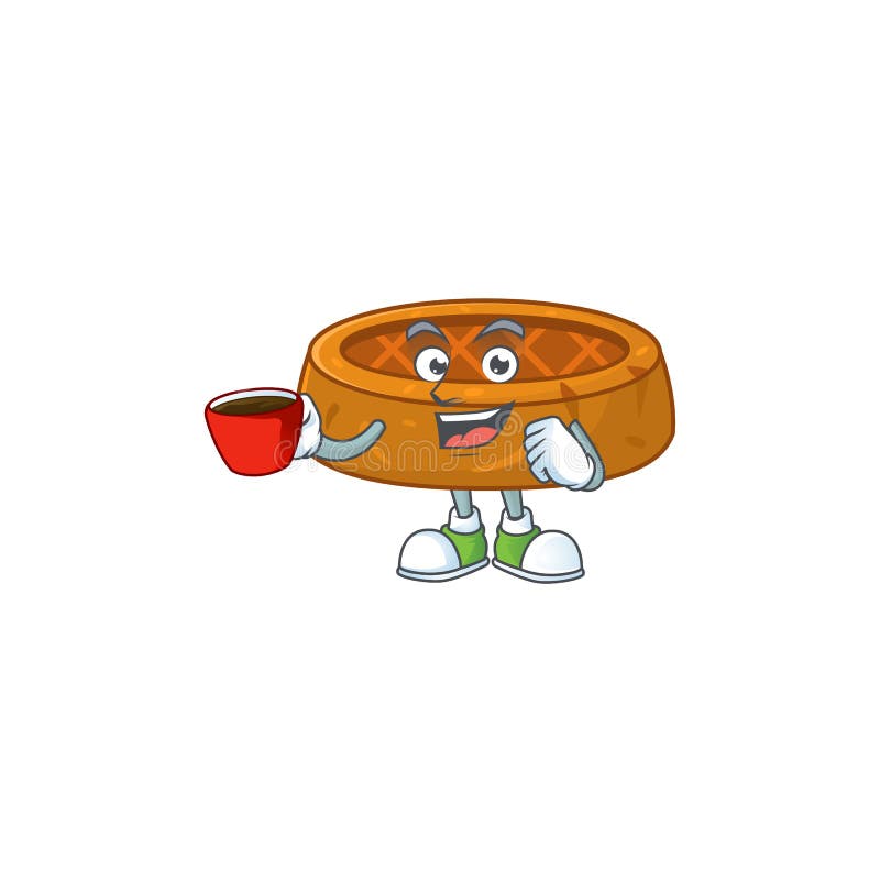 An Image Cartoon Character of Peanut Cookies with a Cup of Coffee Stock ...