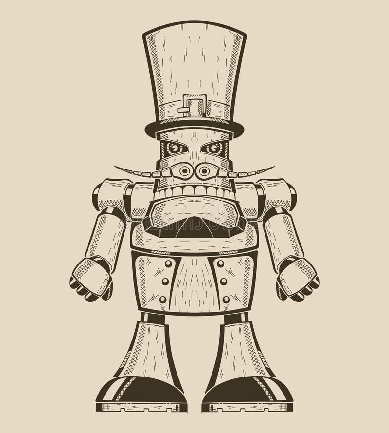 Image of Cartoon Fun Metal Robot with Mustache in Stock Vector ...