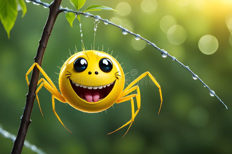 Image of Cartoon Jumping Spider Smiling Like Human Mouth Feature. Stock ...