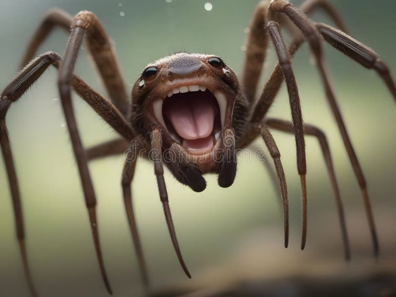 Image of Cartoon Jumping Spider Smiling Like Human Mouth Feature. Stock ...