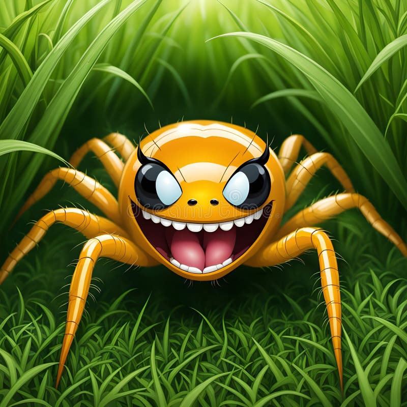 Image of Cartoon Jumping Spider Smiling Like Human Mouth Feature. Stock ...