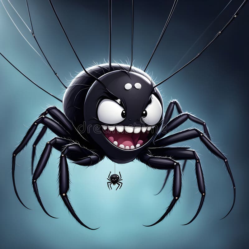Image of Cartoon Jumping Spider Smiling Like Human Mouth Feature. Stock ...