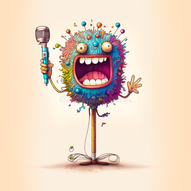 An Image of Cartoon Monster Holding Microphone. Generative AI Stock ...