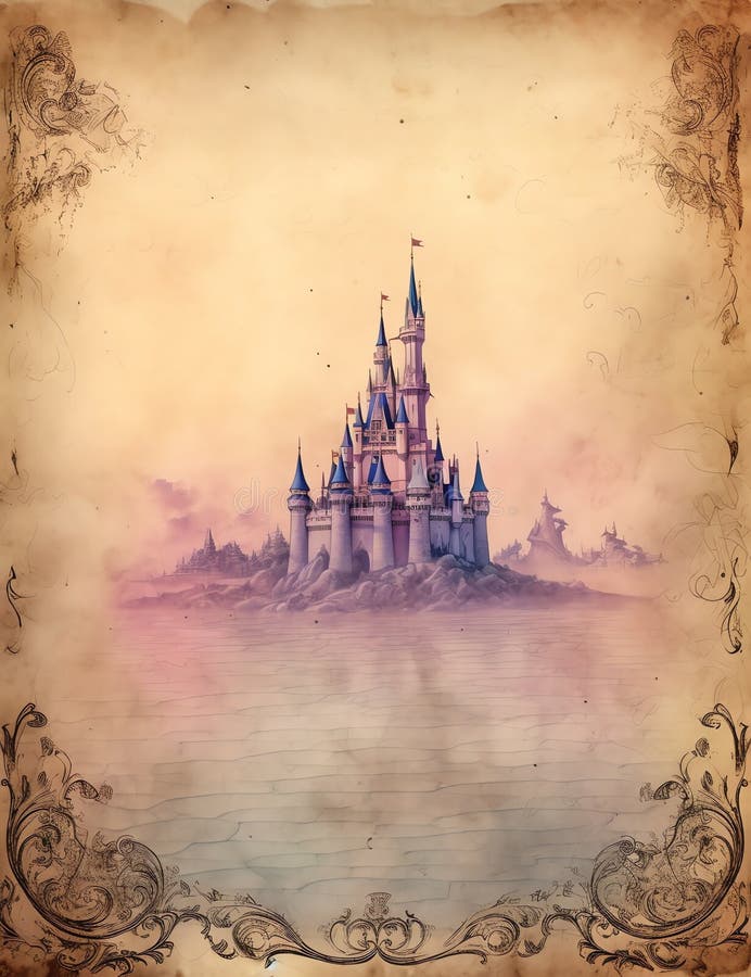 Castle Fantasy Old Paper, Junk Journal Digital Paper Stock Illustration ...