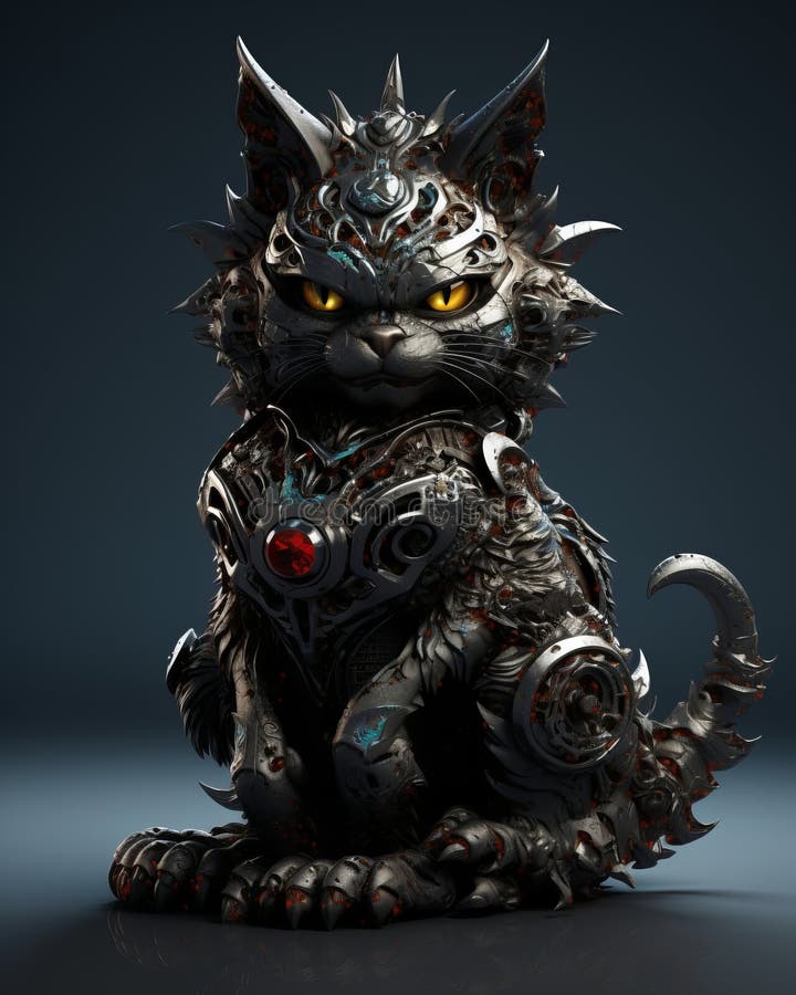 An Image of a Cat that Has Been Made into a Robot Stock Illustration ...
