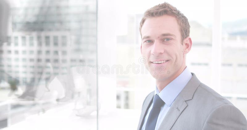 Image of Caucasian Businessman Over People Walking and Cityscape Stock ...