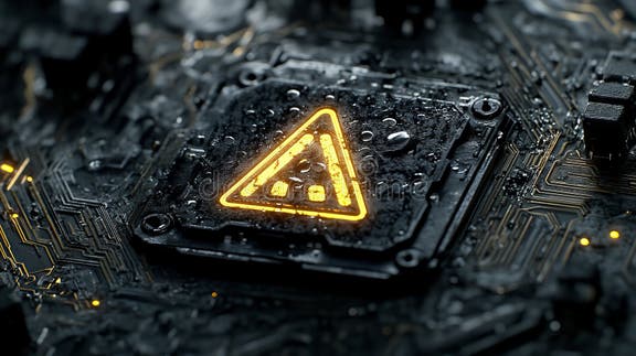 The Image of a Caution Warning Sign is Symbolic of Digital Technology ...